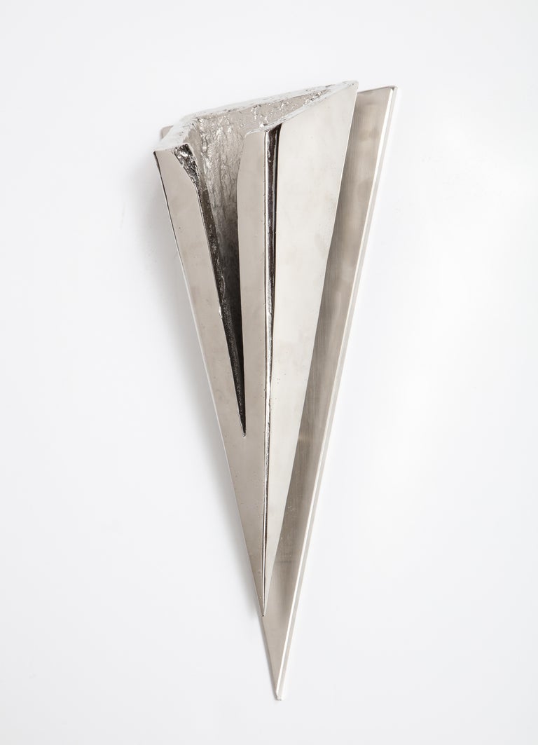 Pair of Polished Nickel Sconces by Kelly Kiefer For Sale at 1stDibs