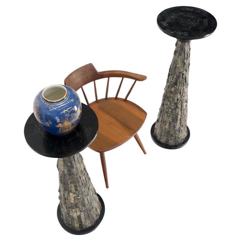 Pair of Polished and Rough Stone Tiles Cone Shape Non Matching Pair of ...