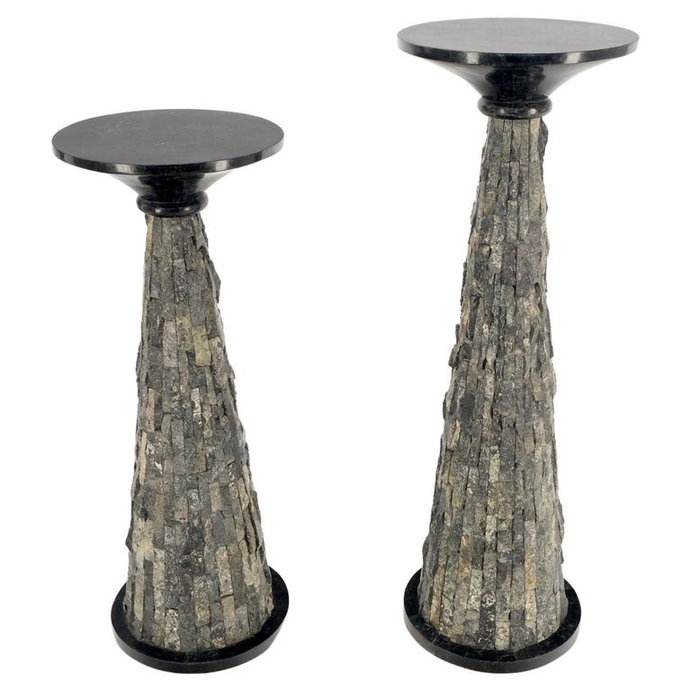 Pair of Polished and Rough Stone Tiles Cone Shape Non Matching Pair of ...