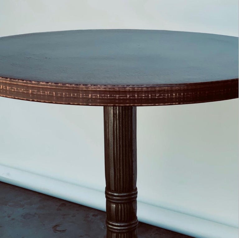 Pair of Polished Steel and Antiviral Raw Copper Top Gueridon / Side ...
