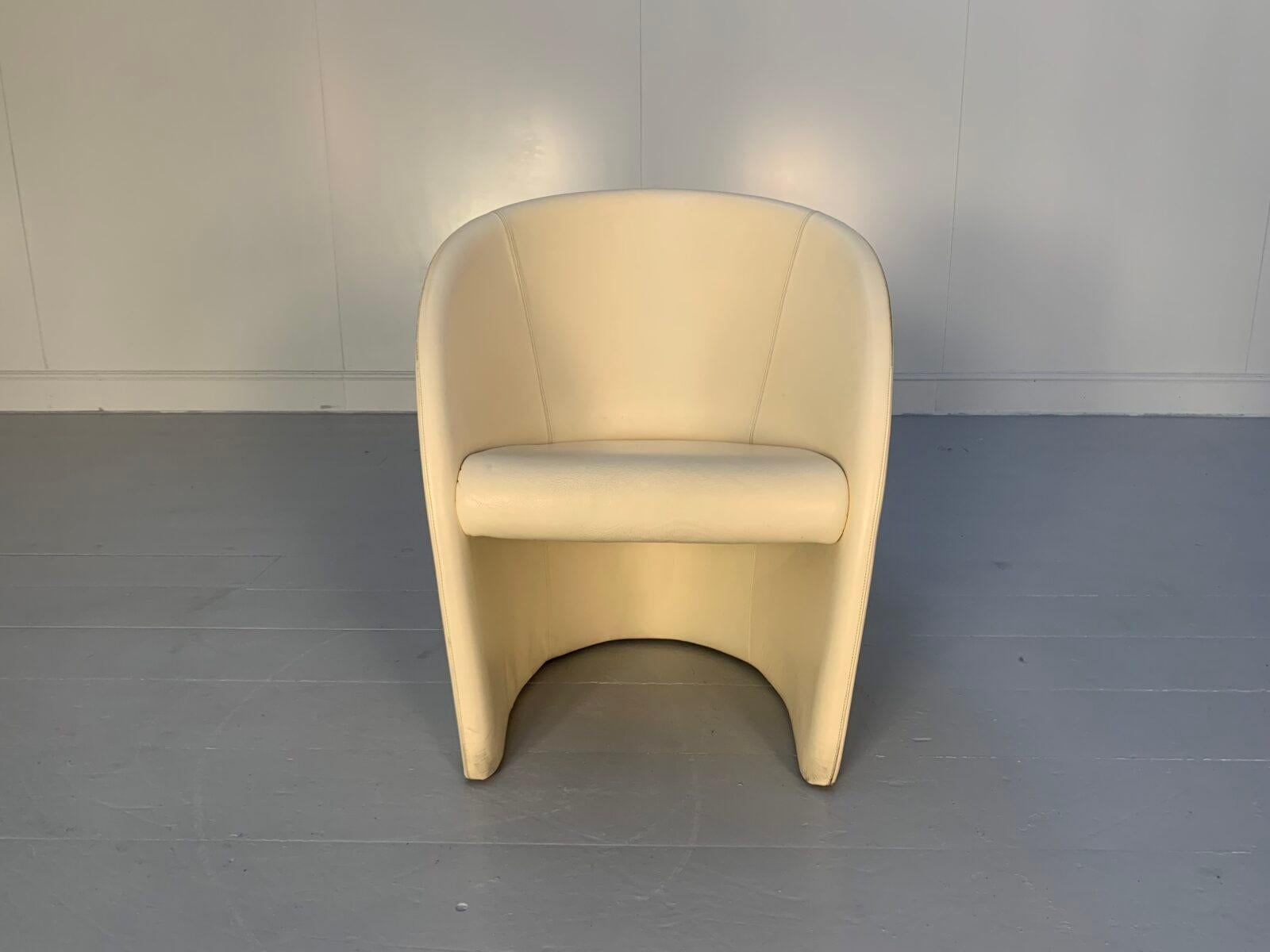 Pair of Poltrona Frau "Intervista" Armchairs - In "Nest" Ivory Leather ...