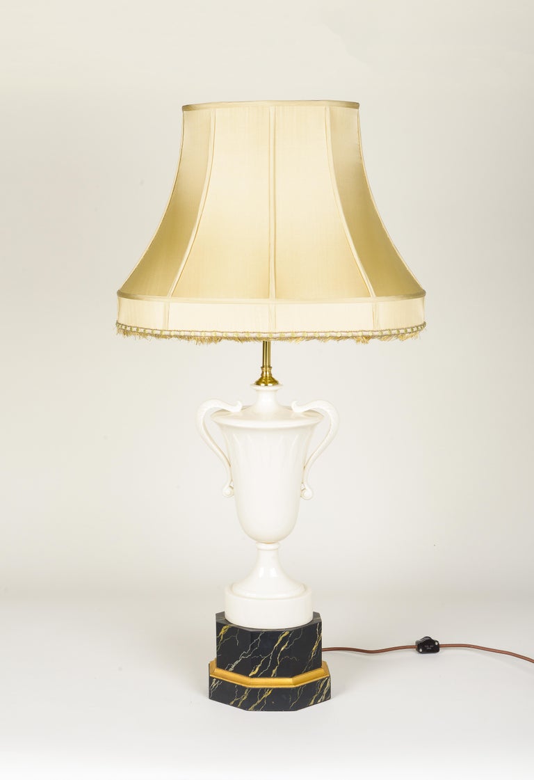 Pair of Porcelain and Faux Marble Urn-Form Table Lamps For Sale at 1stDibs