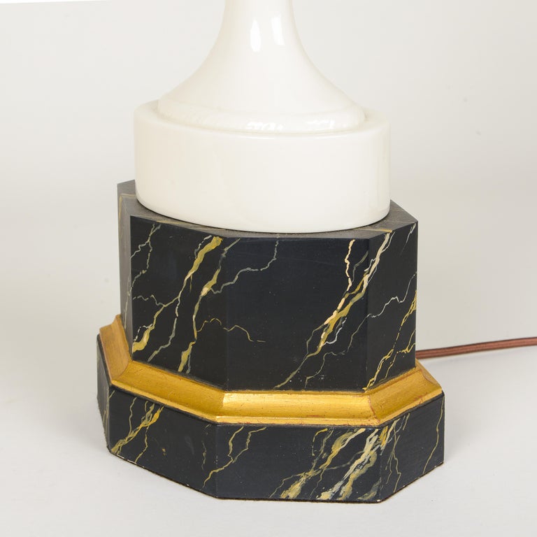 Pair of Porcelain and Faux Marble Urn-Form Table Lamps For Sale at 1stDibs
