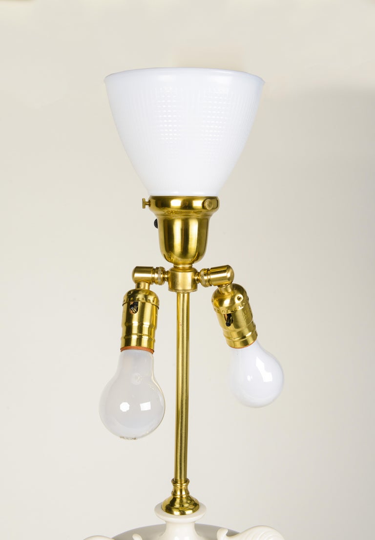 Pair of Porcelain and Faux Marble Urn-Form Table Lamps For Sale at 1stDibs