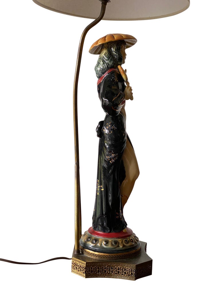 Pair of Porcelain Asian Inspired Man and Woman Figure Lamps at 1stDibs ...