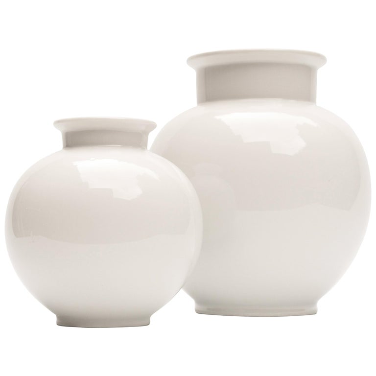 Pair of Porcelain Flower Vases by Thomas at 1stDibs
