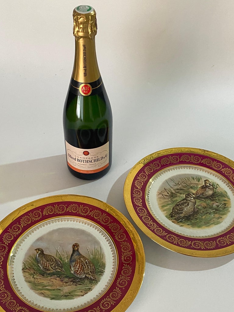 Pair of Porcelain Plates, in Ceramic with Animals Decor Pattern, France ...