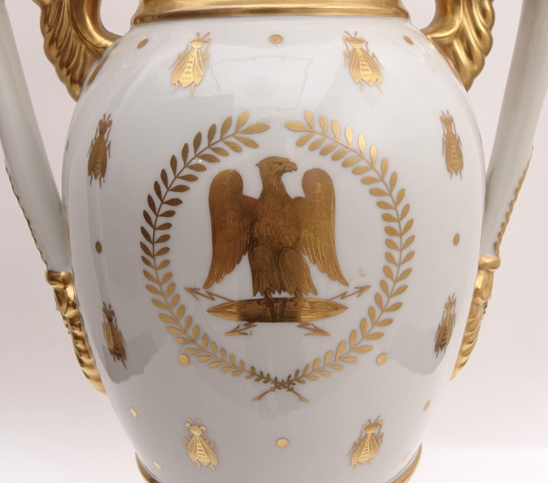 Pair of Porcelain Vases Empire Old Paris Napoleon Imperial Eagle For ...