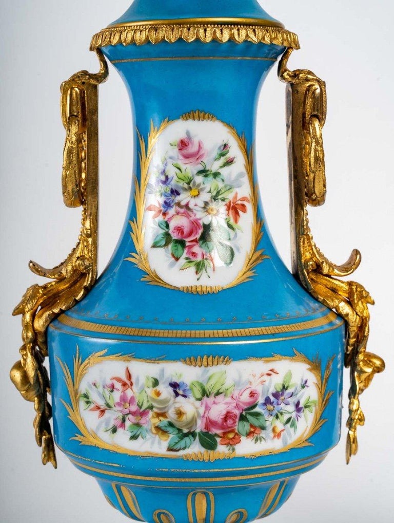 Pair of Porcelain Vases of Sèvres Style End of Xixth Century For Sale ...