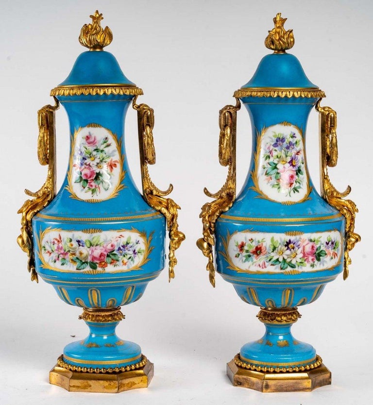 Pair of Porcelain Vases of Sèvres Style End of Xixth Century For Sale ...