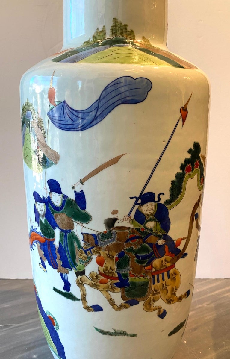 Pair of Porcelain Warrior Vases For Sale at 1stDibs