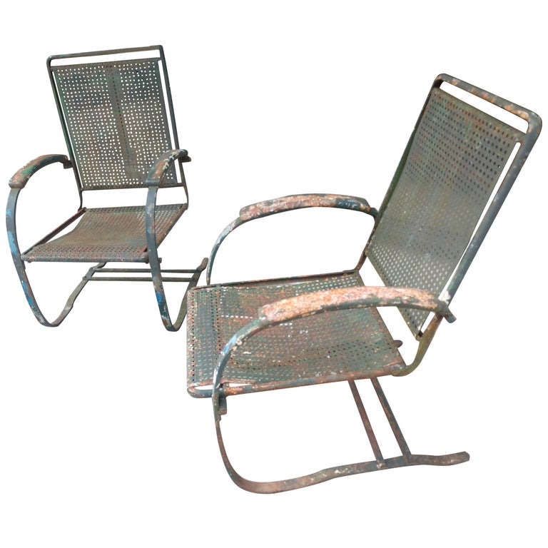 Pair of Porch Garden Spring Metal Rockers at 1stDibs