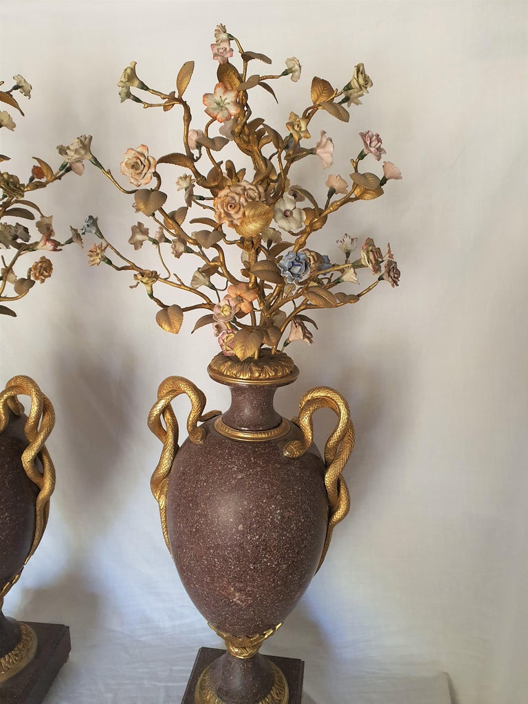 19th Century Pair of Egyptian Porphyry Vases and Vessels Porcelain ...