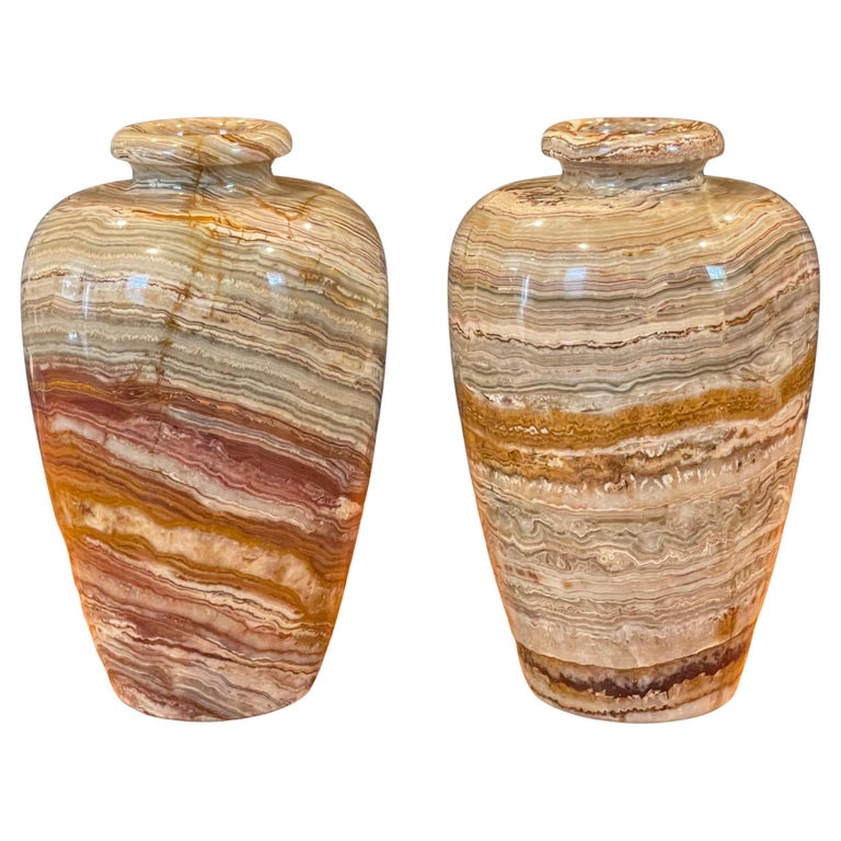 Pair of Post-Modern Italian Marble Vases For Sale at 1stDibs