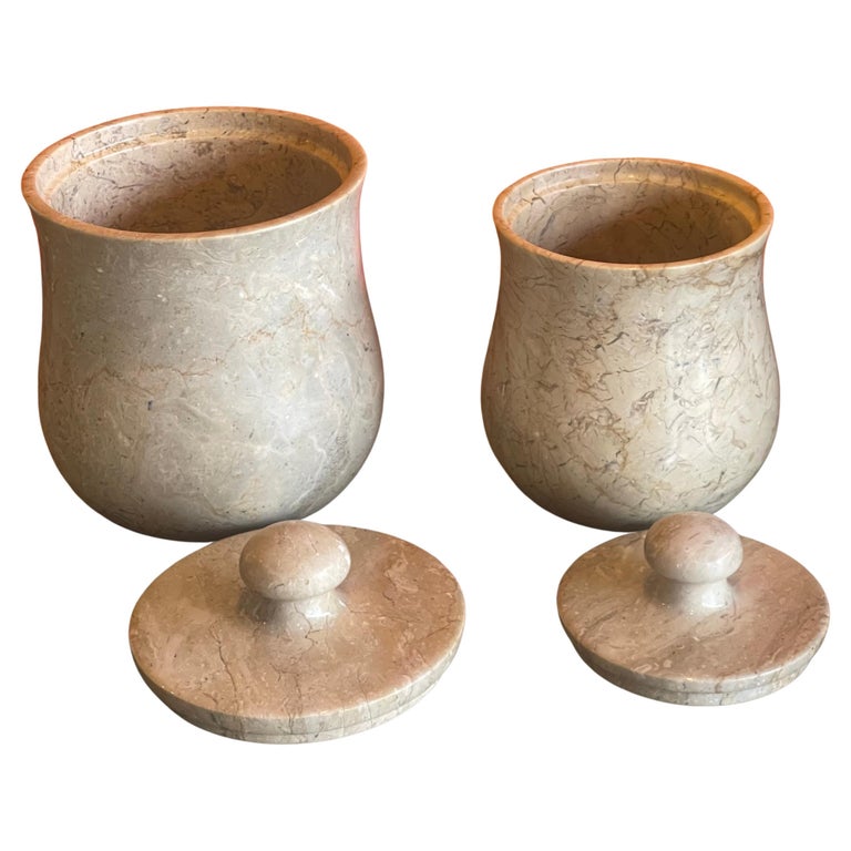 Pair of Post-Modern Marble Storage Cannisters / Containers For Sale at ...