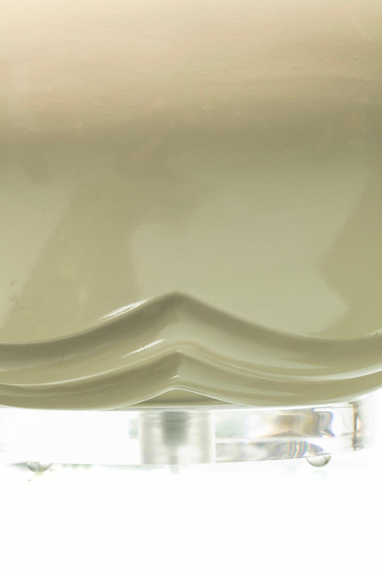 Pair of Post Modern off White Ivory Ceramic Lamps on Lucite Bases ...