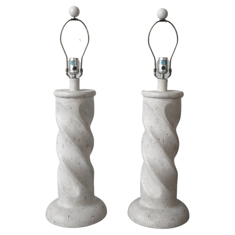 Pair of Post Modern Plaster Swirl Table Lamps For Sale at 1stDibs