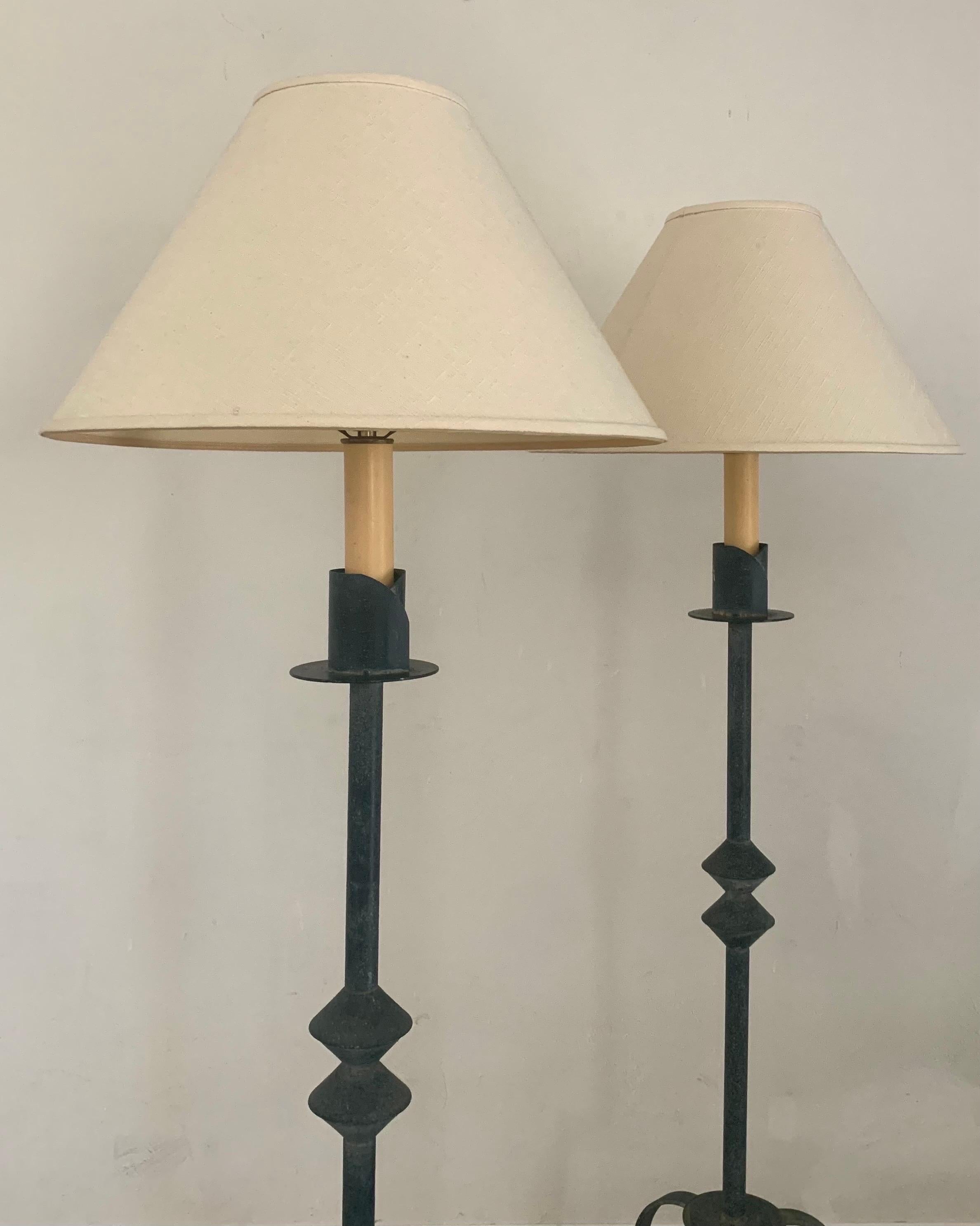 Pair of Post Modern Steel Floor Lamps, circa 1980s For Sale at 1stDibs