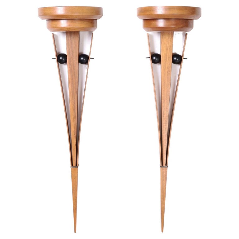 Pair of Post Modern Wood Wall Brackets For Sale at 1stDibs