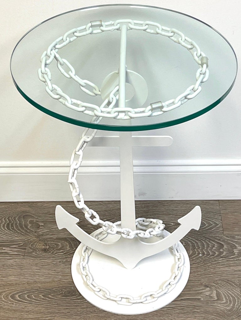 Pair of Post WWII Modern Wrought Iron Anchor and Chain Yacht Side ...