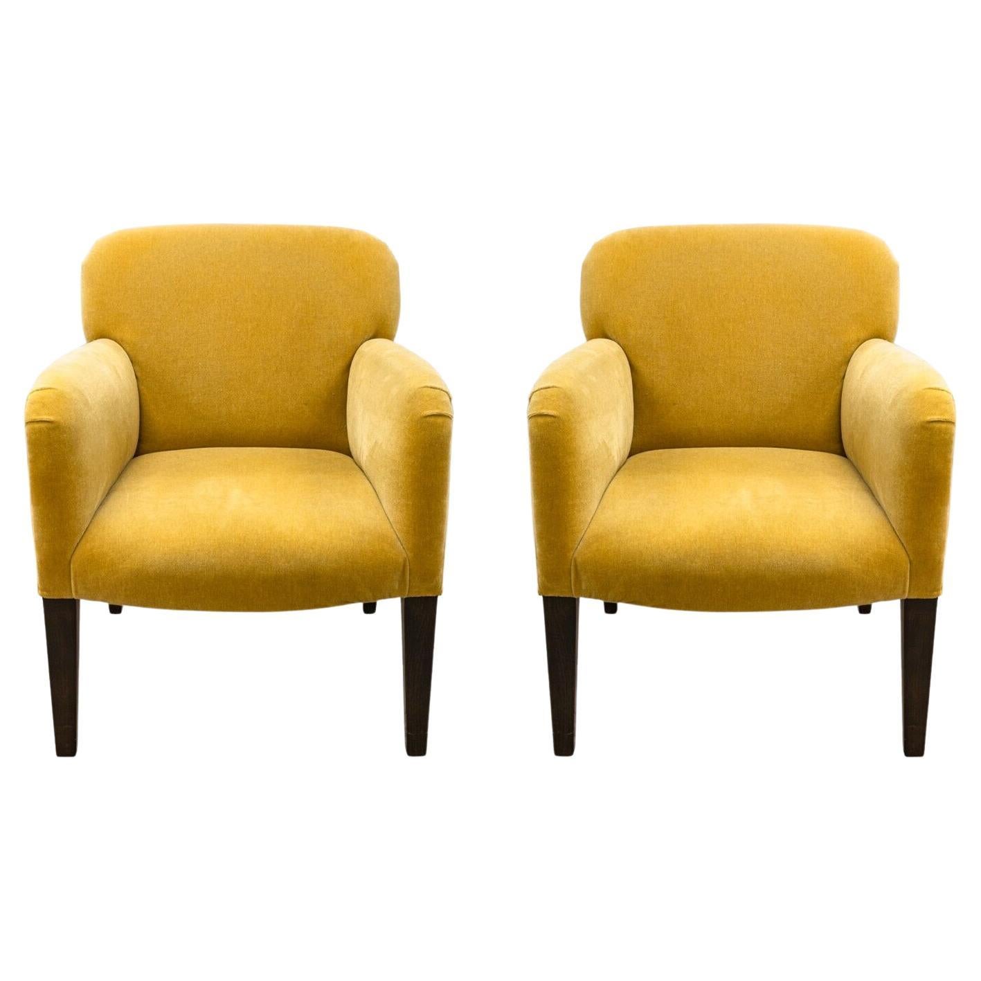 Pair of Postmodern Chartreuse Yellow Gold Armchairs For Sale at 1stDibs