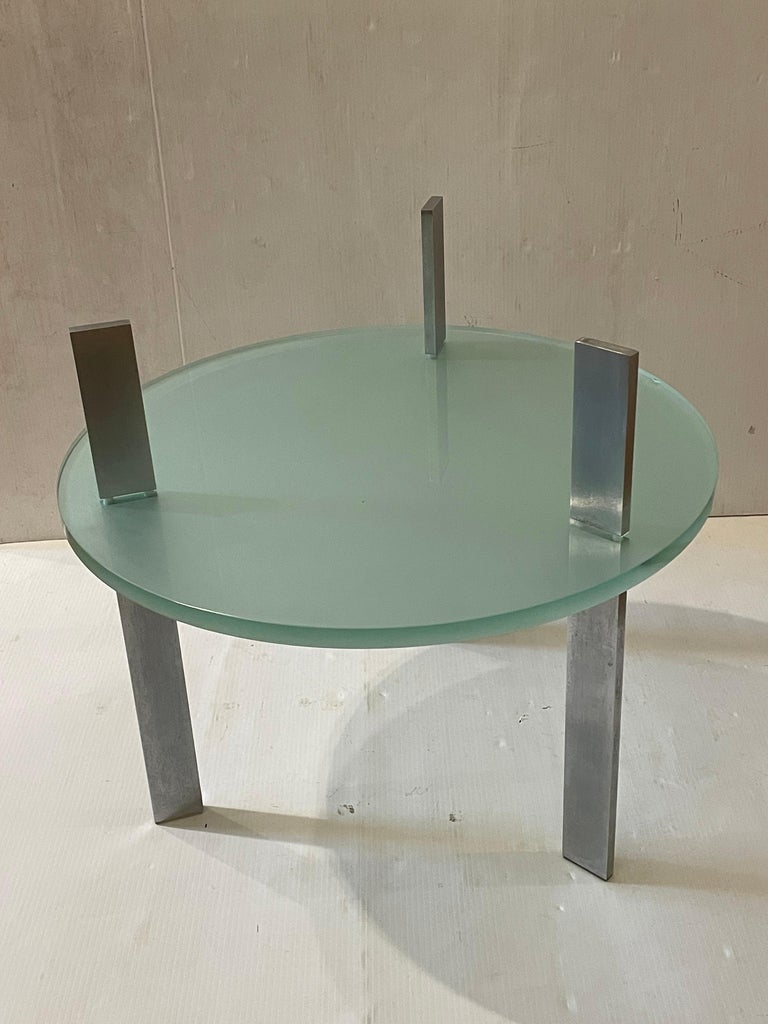 Pair of Postmodern Glass and Aluminum Legs Tables Designed by Peter ...