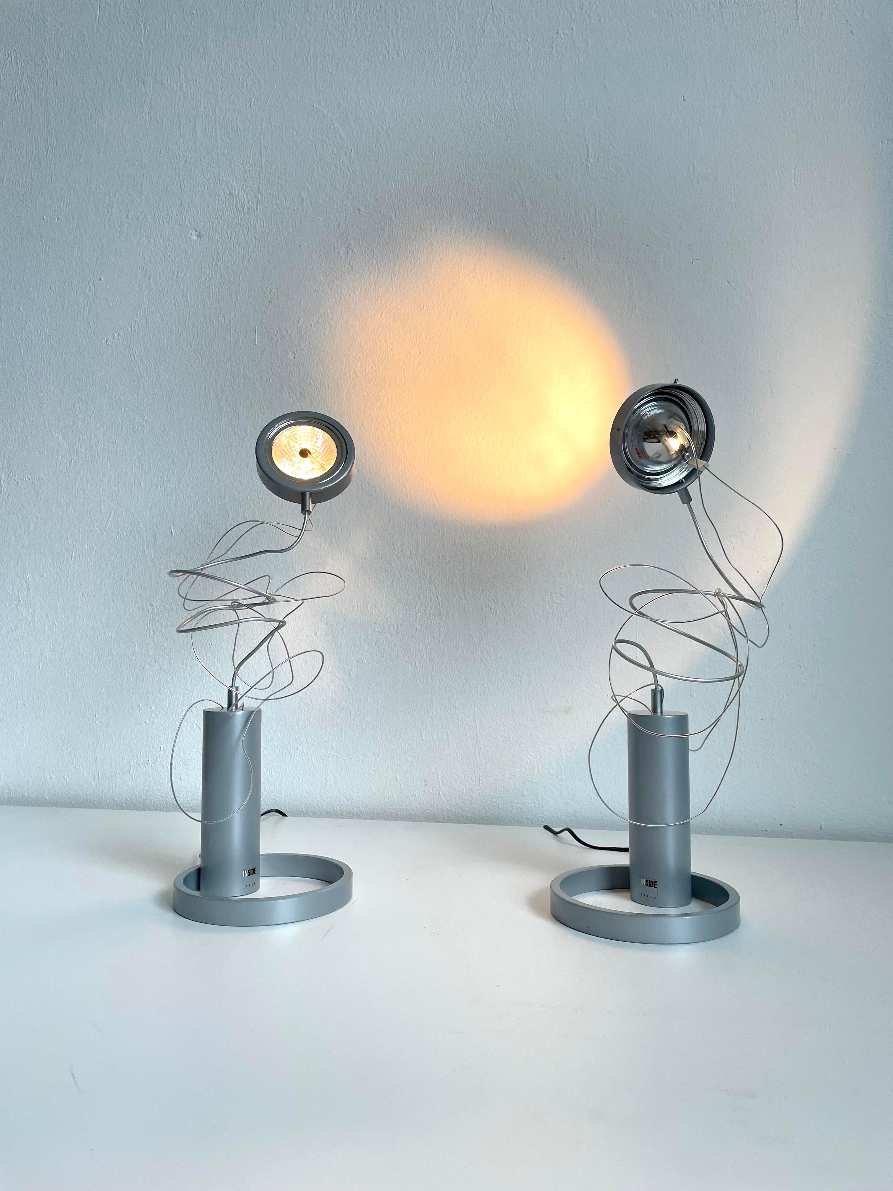 Pair of Postmodern Halogen Designer Table Lamps, Italy 1980's, 1990's ...