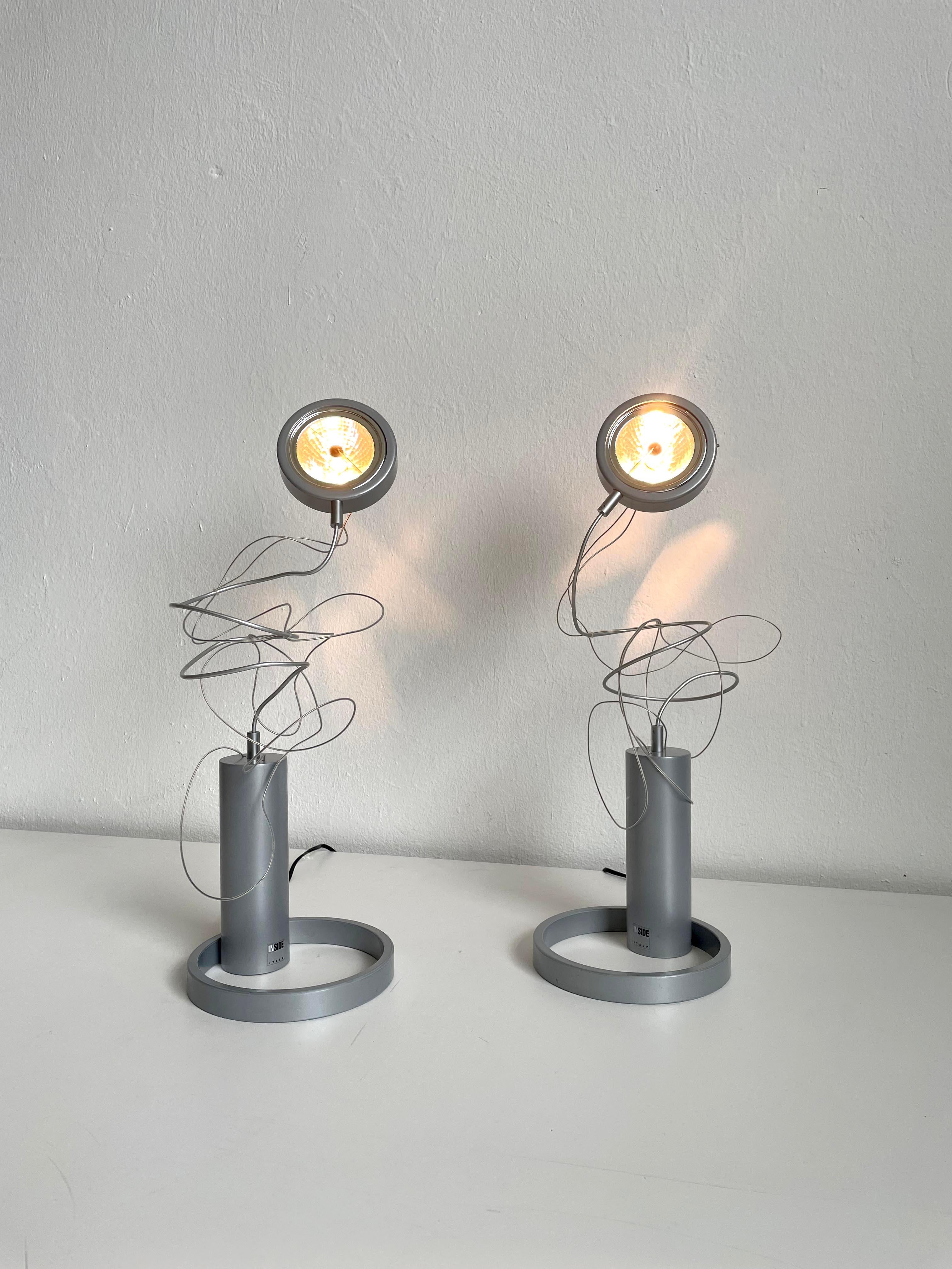 Pair of Postmodern Halogen Designer Table Lamps, Italy 1980's, 1990's ...
