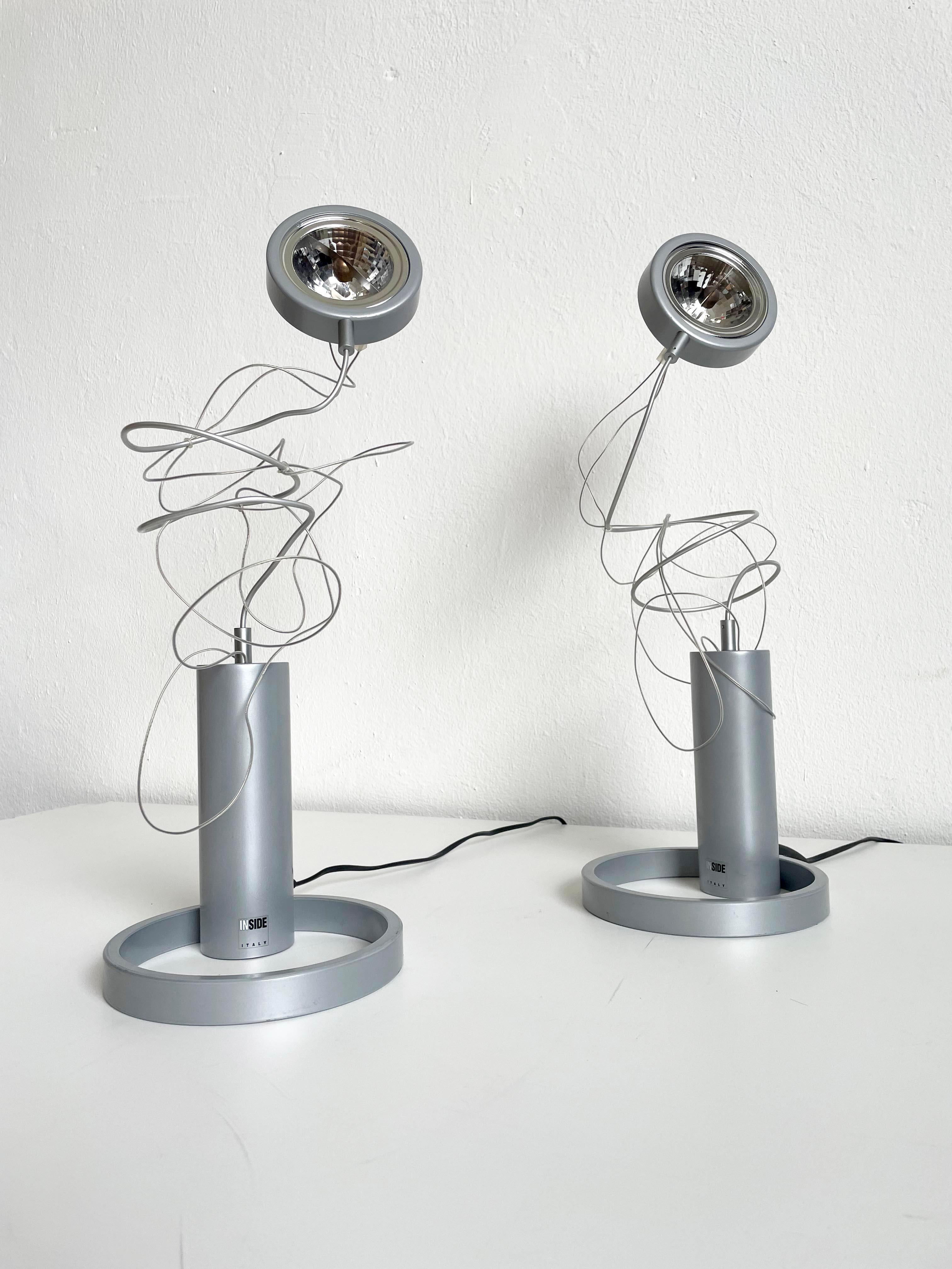 Pair of Postmodern Halogen Designer Table Lamps, Italy 1980's, 1990's ...