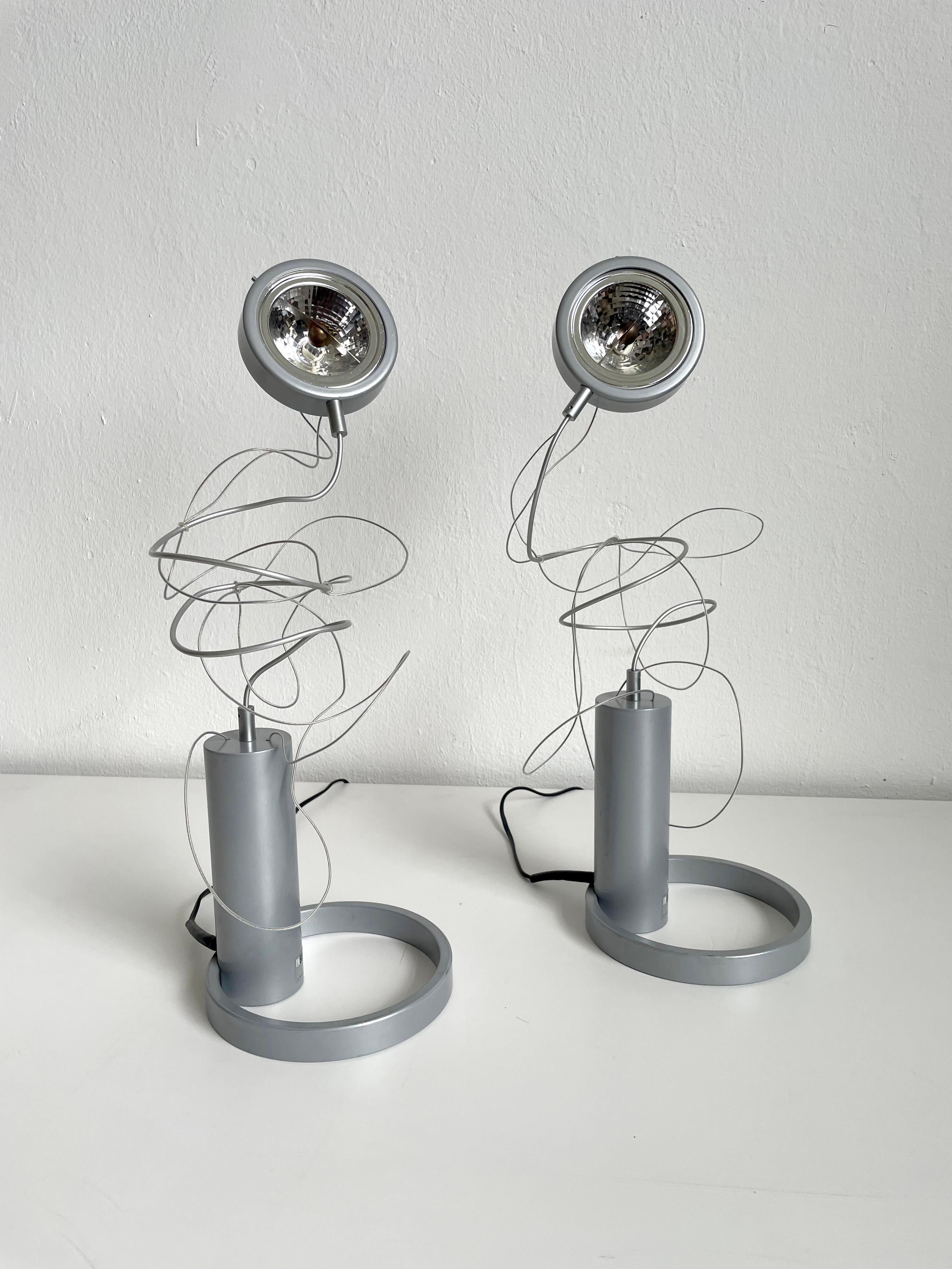 Pair of Postmodern Halogen Designer Table Lamps, Italy 1980's, 1990's ...