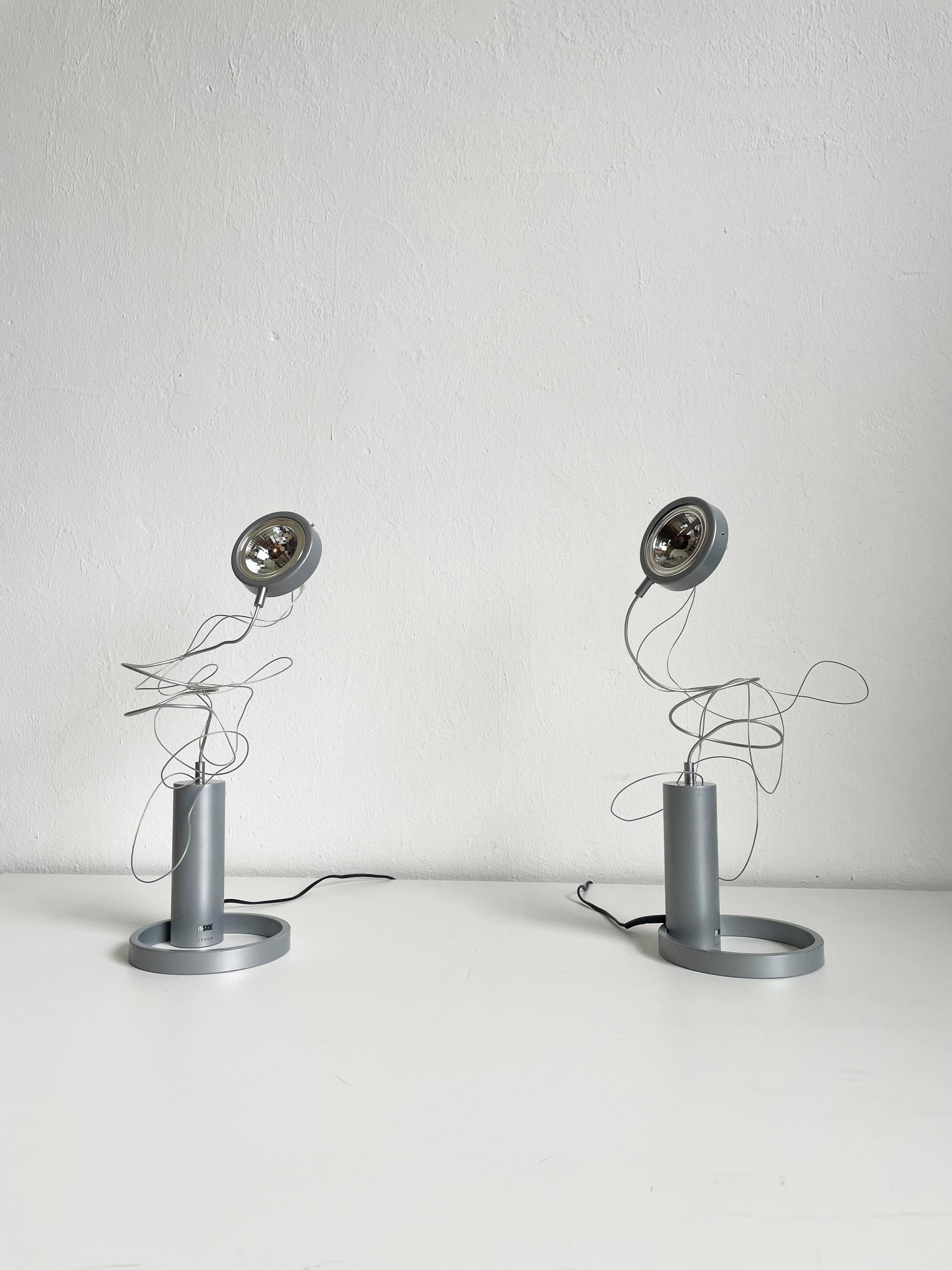 Pair of Postmodern Halogen Designer Table Lamps, Italy 1980's, 1990's ...