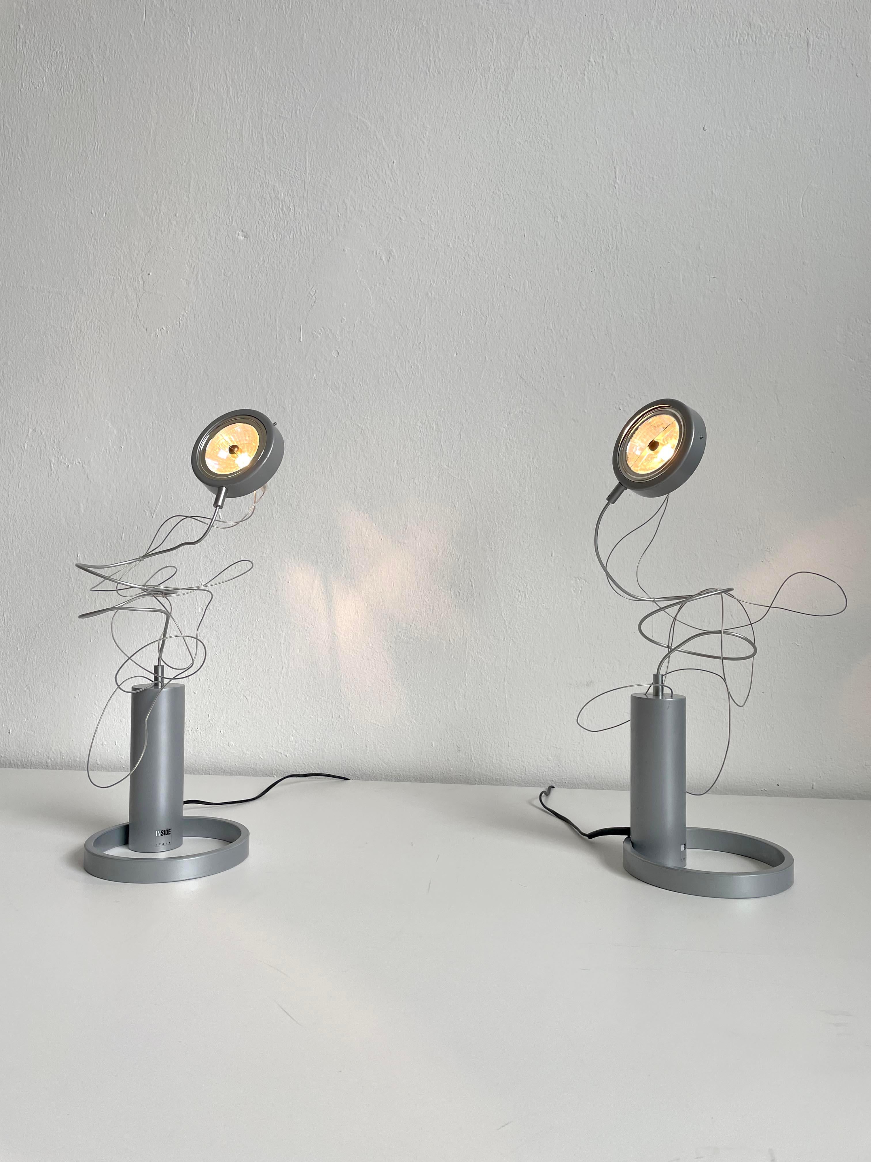 Pair of Postmodern Halogen Designer Table Lamps, Italy 1980's, 1990's ...