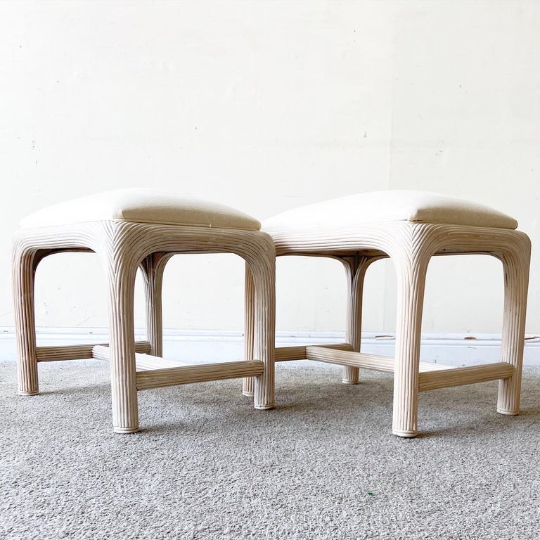 Pair of Postmodern Pencil Reed Low Stools by American Drew For Sale at ...