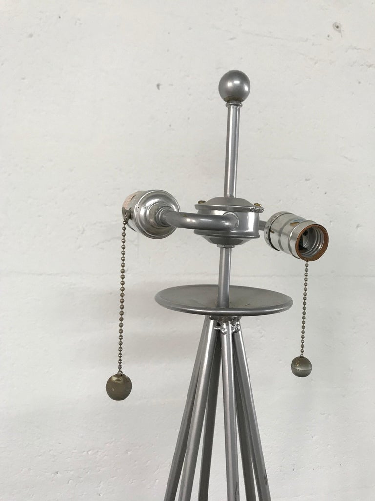 Pair of Postmodern Steel Frame Lamps For Sale at 1stDibs