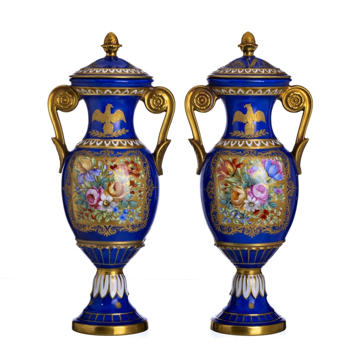 Pair of Pots with Empire Style French, in Sèvres Porcelain, 19th ...