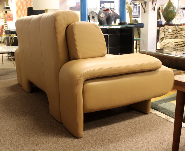 Pair of Premier Contemporary Modern Camel Colored Leather Sofa and ...