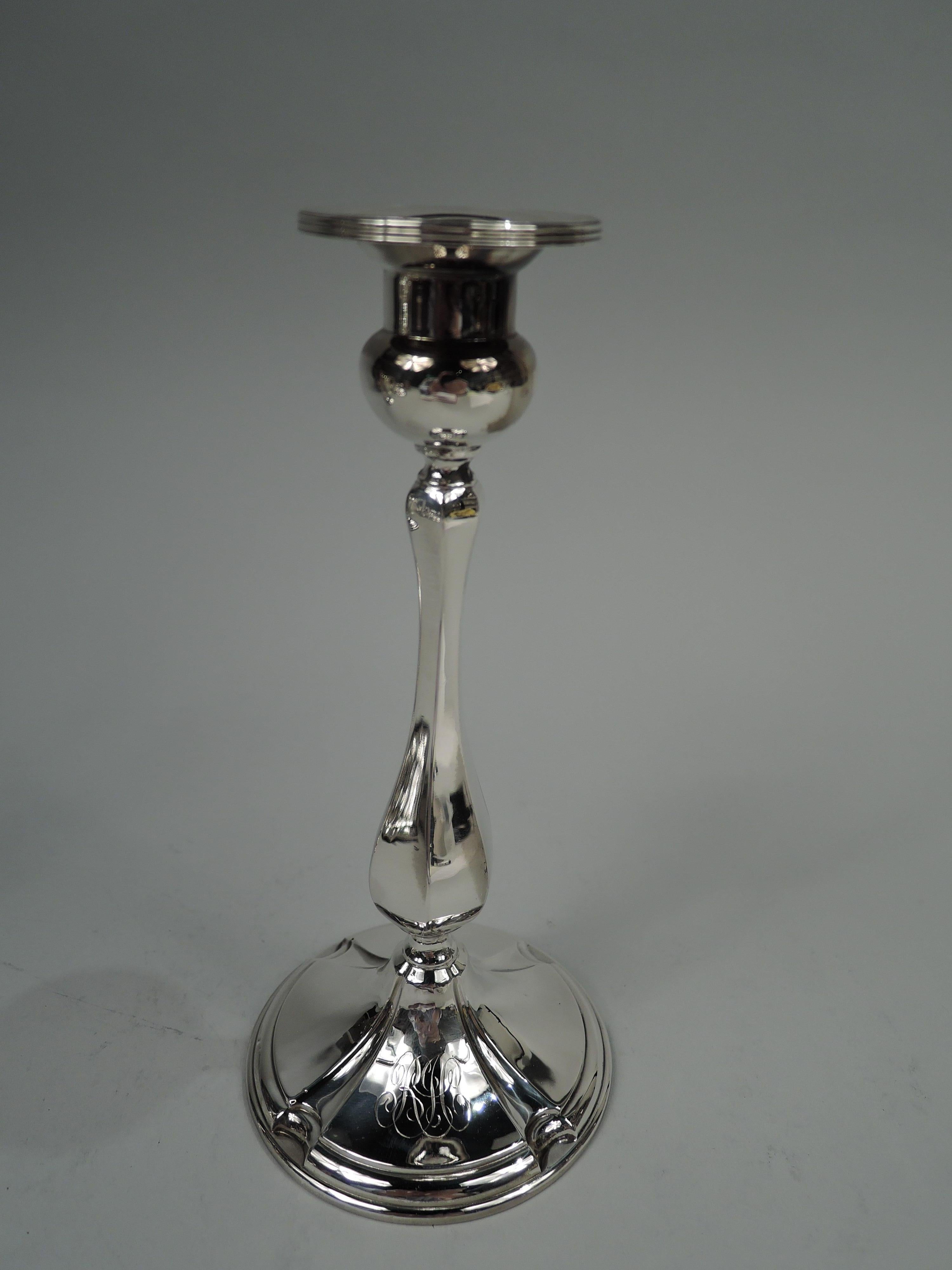 Pair of Pretty Modern Georgian Sterling Silver Candlesticks For Sale at ...