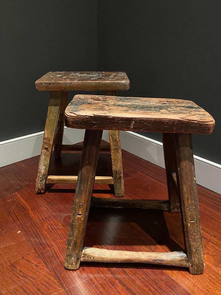 Pair of Early Farm Stools at 1stDibs