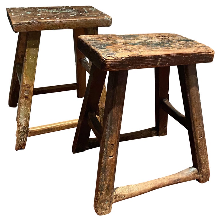 Pair of Early Farm Stools at 1stDibs
