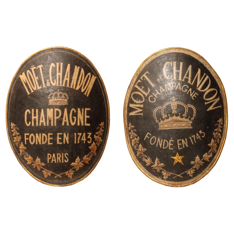 Pair of Promotion Signs of Champagne Moet Et Chandon, France 1800. at ...