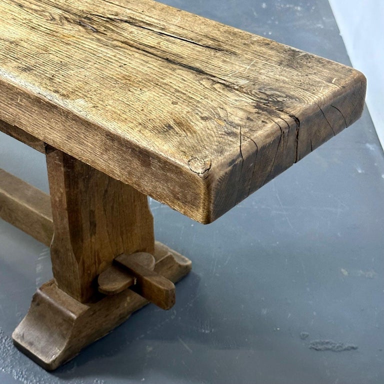 Pair of Provincial French Mid-Century Modern Patinated Elm Benches ...