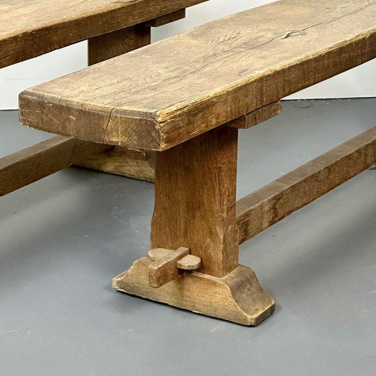 Pair of Provincial French Mid-Century Modern Patinated Elm Benches ...