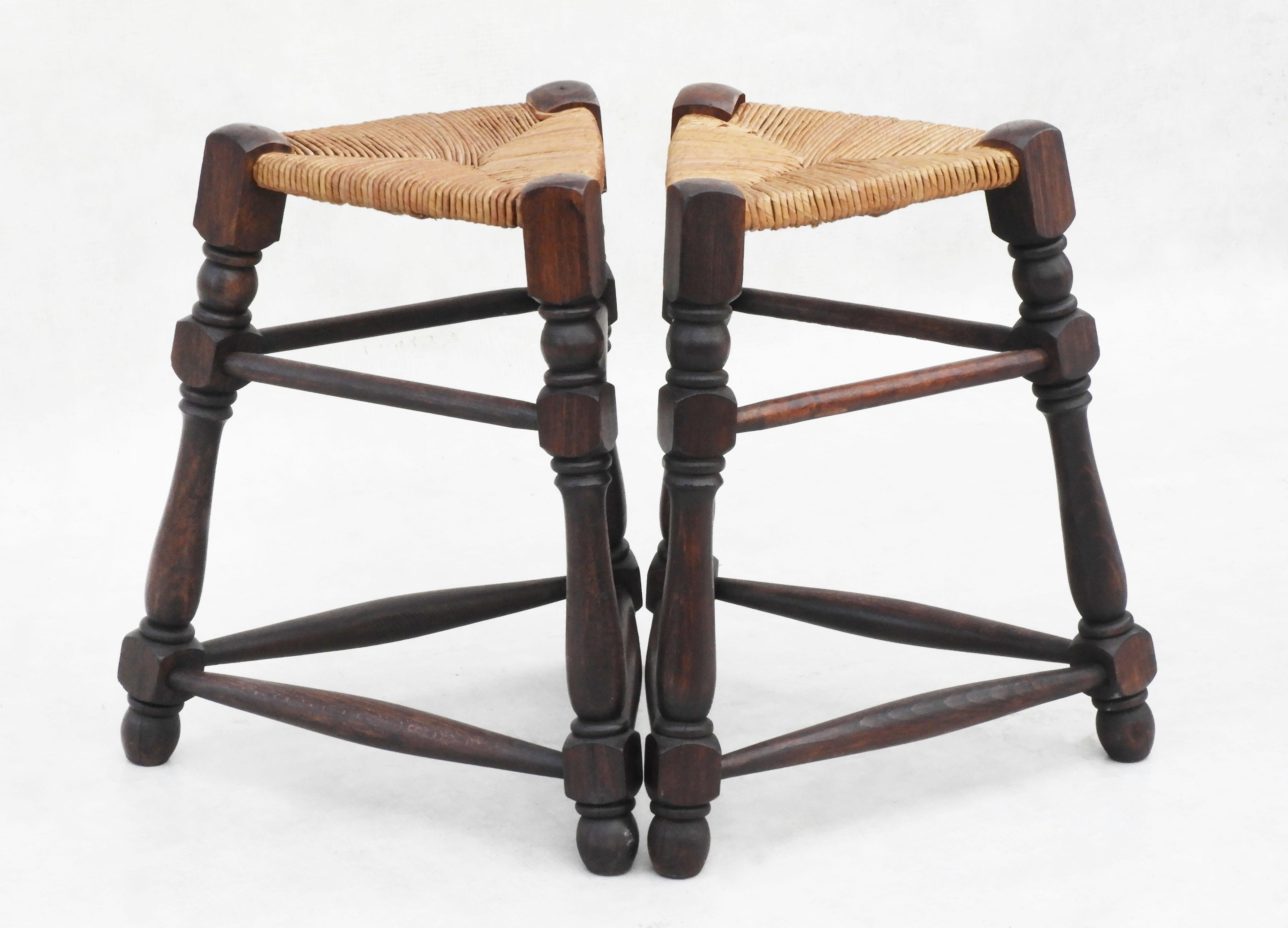 Pair of Provincial French Triangular Rush Seat Tabouret Stools c1950s ...