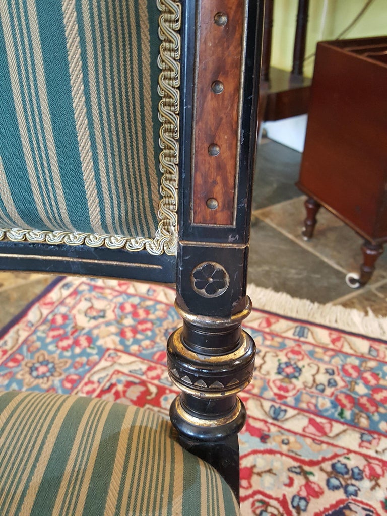 Pair of Pugin Style Gothic Revival Ebonised Chairs For Sale at 1stDibs