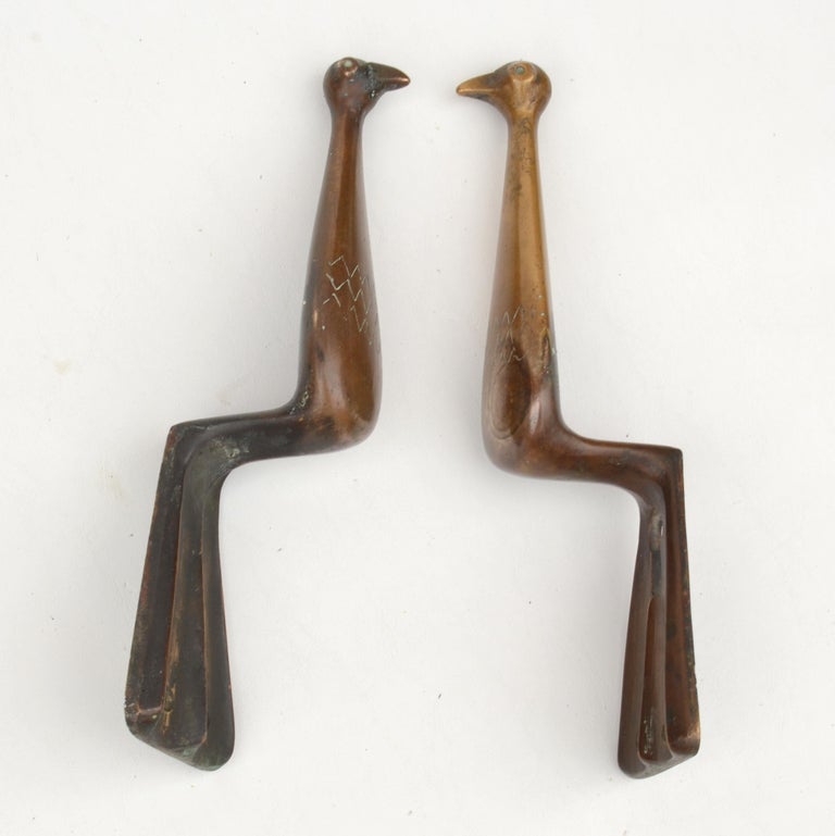 Pair of Push and Pull Bronze Door Handles in the Form of Doves For Sale ...