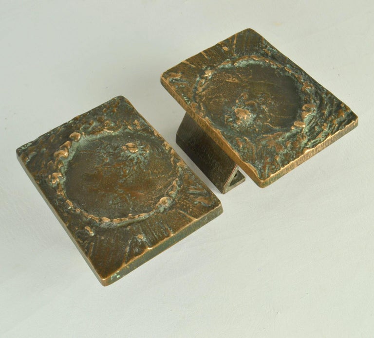 Pair of Push Pull Relief Door Handles Rectangular in Bronze For Sale at ...