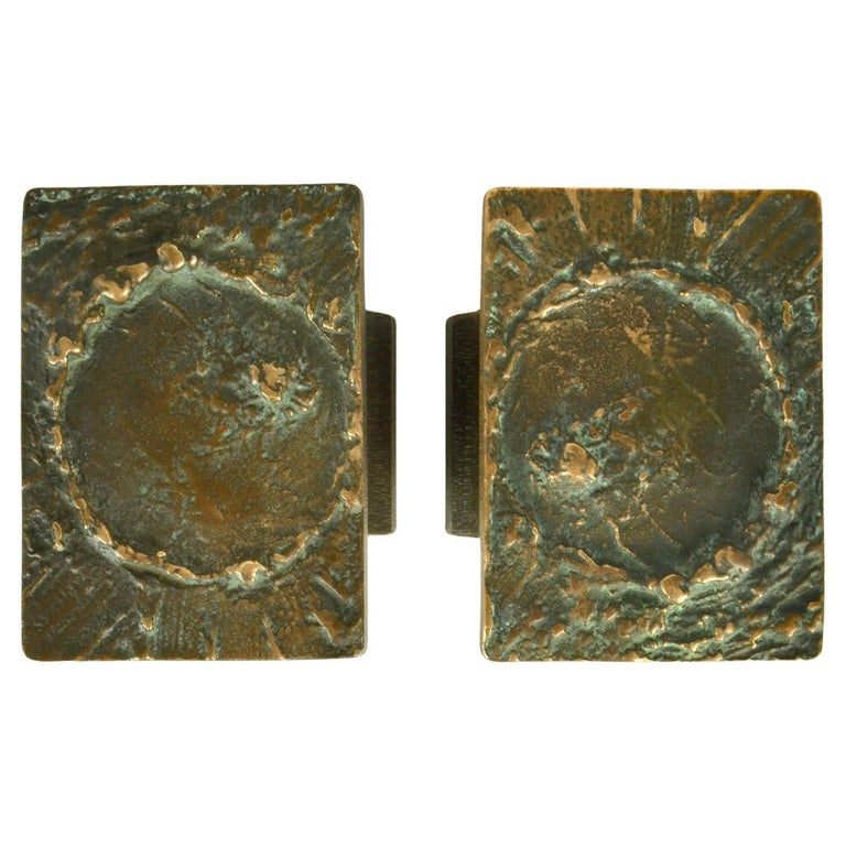 Pair of Push Pull Relief Door Handles Rectangular in Bronze For Sale at ...