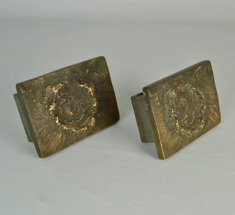 Pair of Push Pull Relief Door Handles Rectangular in Bronze with ...
