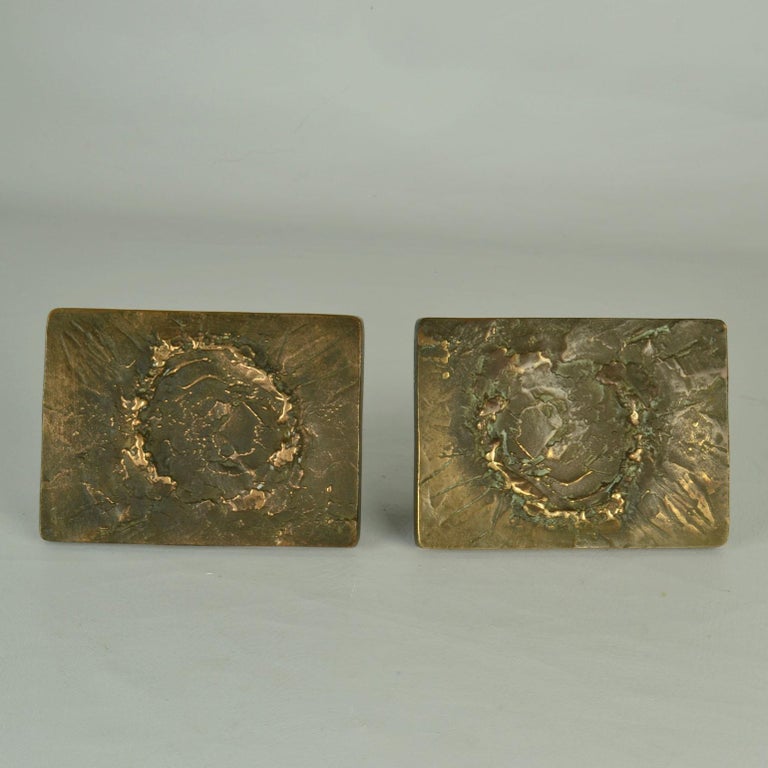 Pair of Push Pull Relief Door Handles Rectangular in Bronze with ...