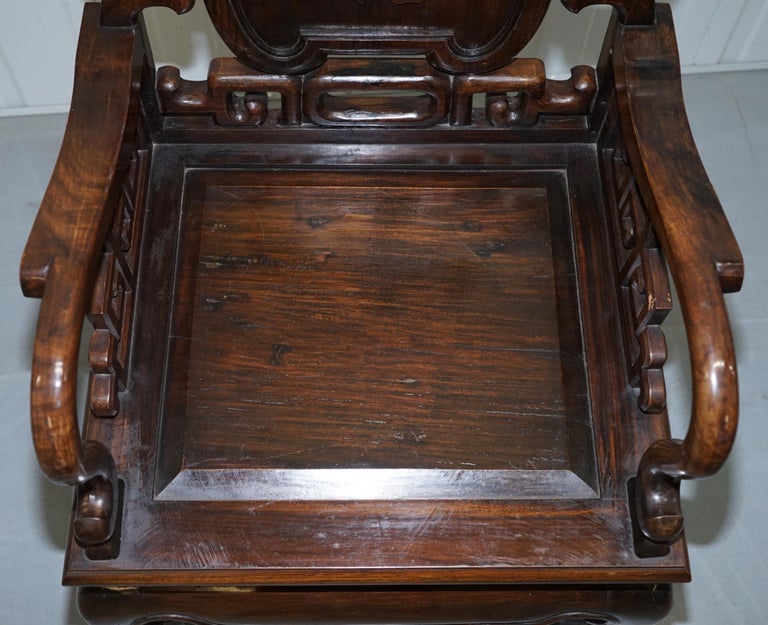 Pair of Qing Dynasty Antique Chinese Heavy Hardwood Emperor Throne ...
